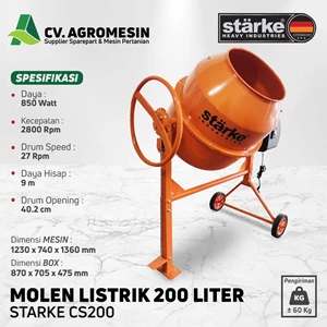 Jual MESIN PENGADUK BETON DAN SEMEN STARKE CS200 MOLEN LISTRIK Surabaya | Agromesin