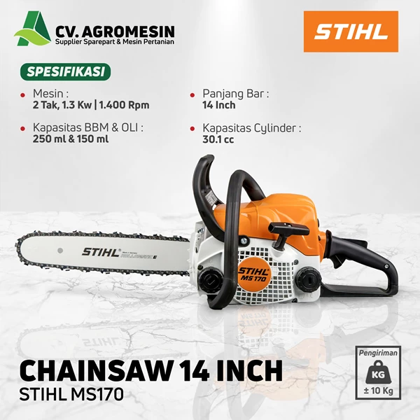 Jual Gergaji Mesin STIHL MS 170 Chainsaw 14 inch Bar GIGI Surabaya | Agromesin